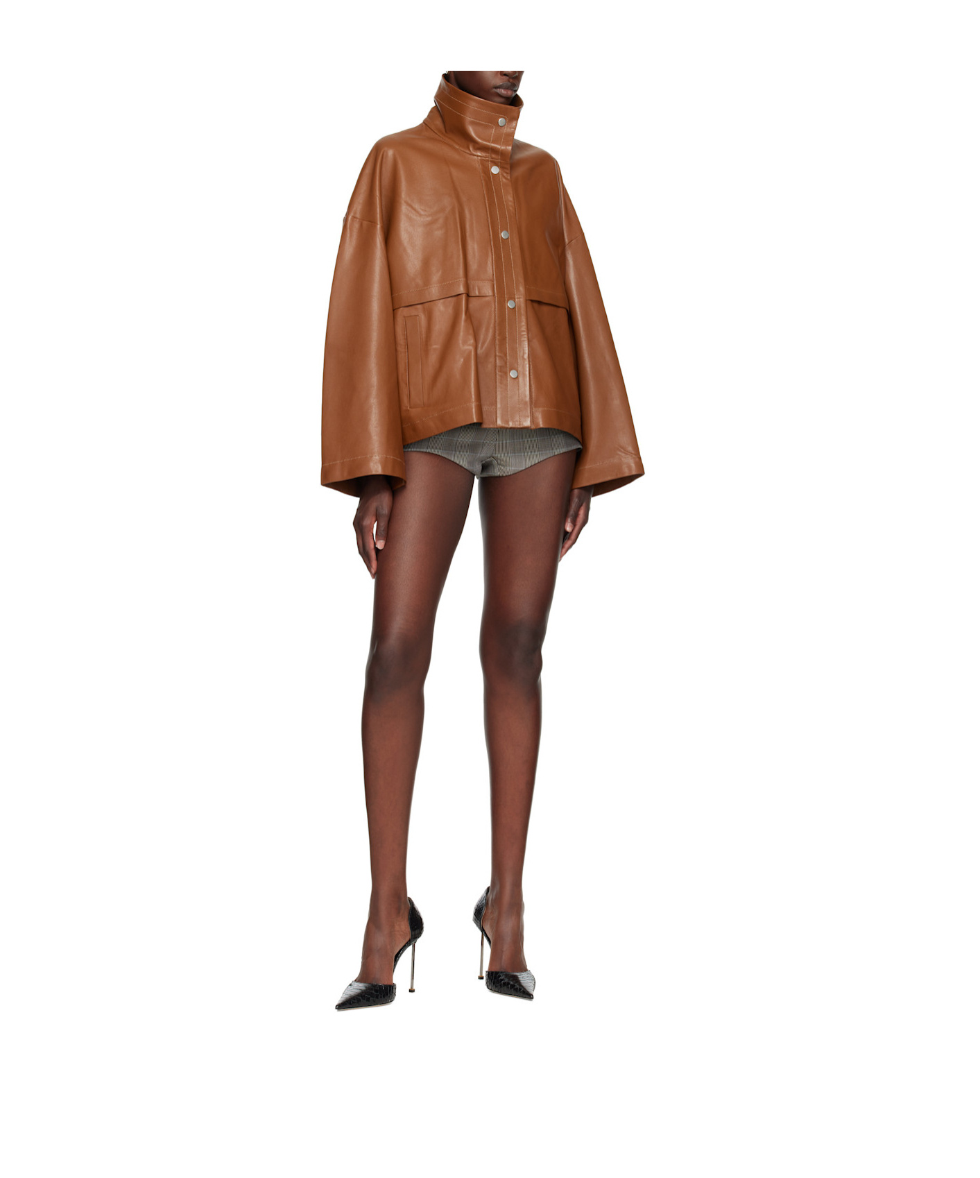 NOUR HAMMOUR Nour Hammour Stand Collar Drop Shoulder Casual Jacket